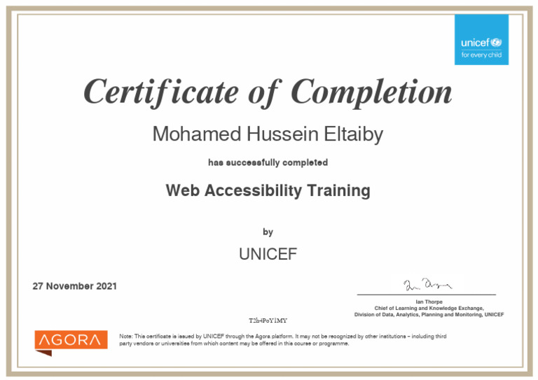 Web Accessibility Training Course Certificate Web Accessibility | PDF