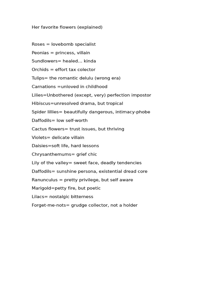 Her Favorite Flowers Explained | PDF