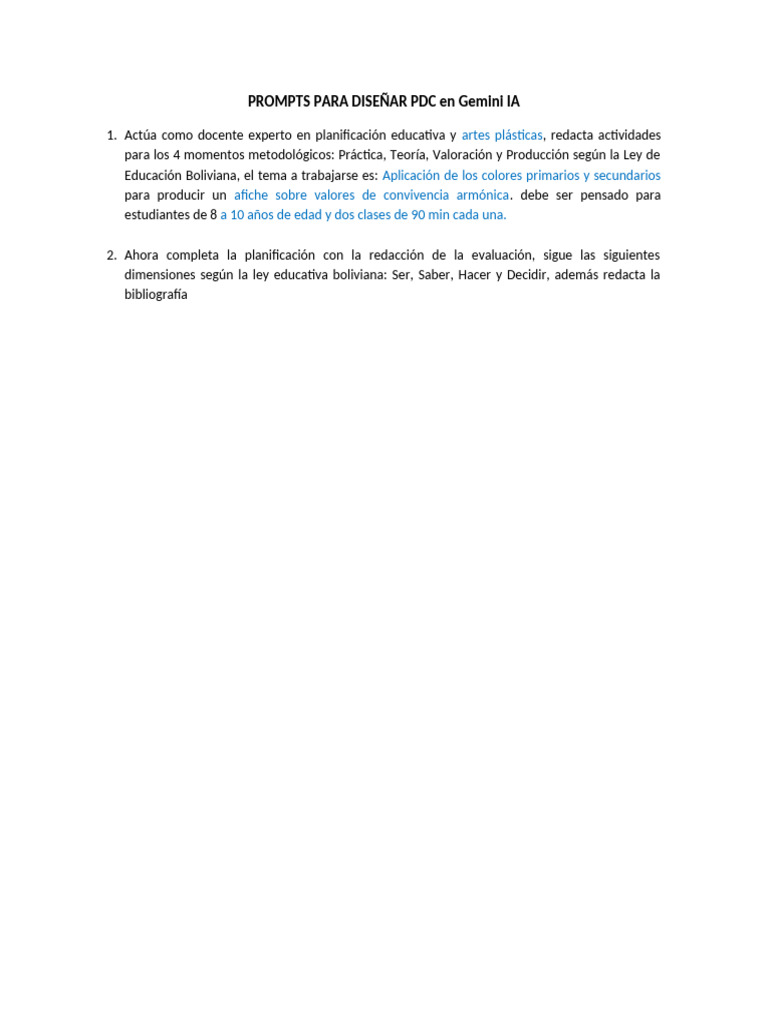 Prompts Paraelaborar PDC | PDF