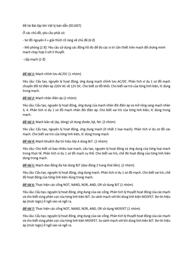 Projects VLBD EE1007 Ver3 | PDF
