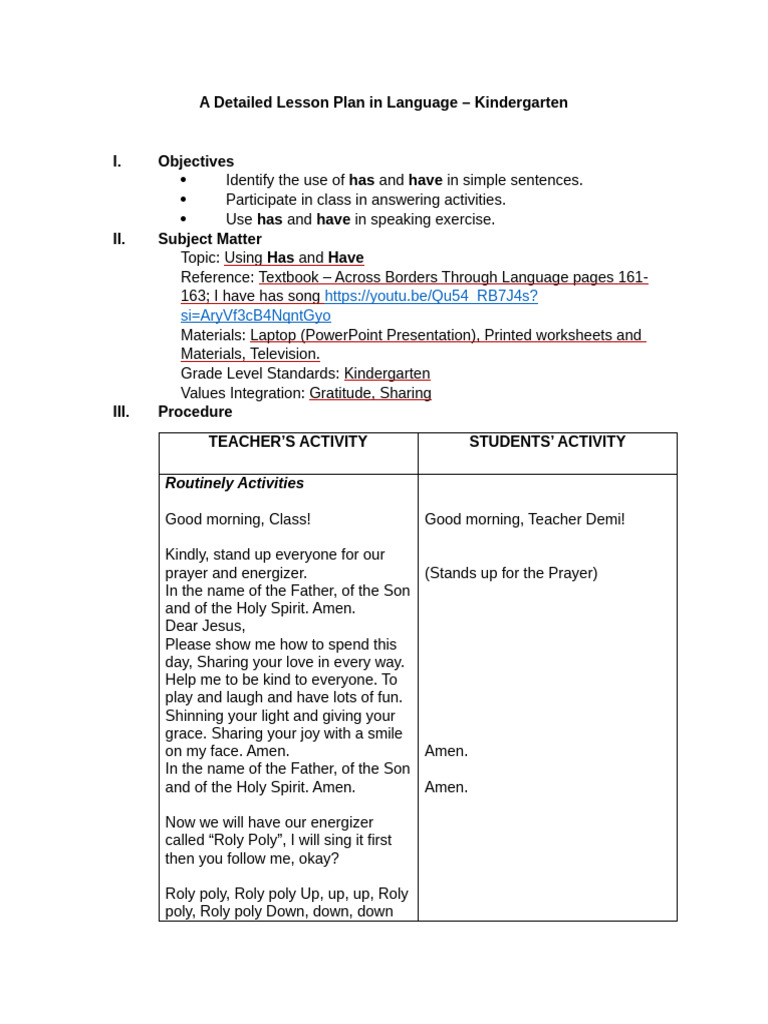 A Detailed Lesson Plan in Languag1 | PDF