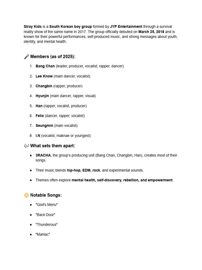 Overview of Stray Kids As A Band | PDF