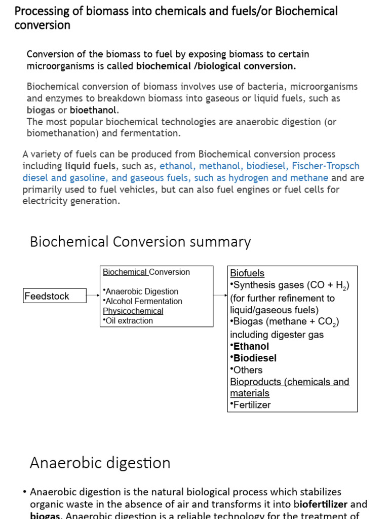 Lecture3 Biochemical Conversion | PDF | Anaerobic Digestion | Biofuel