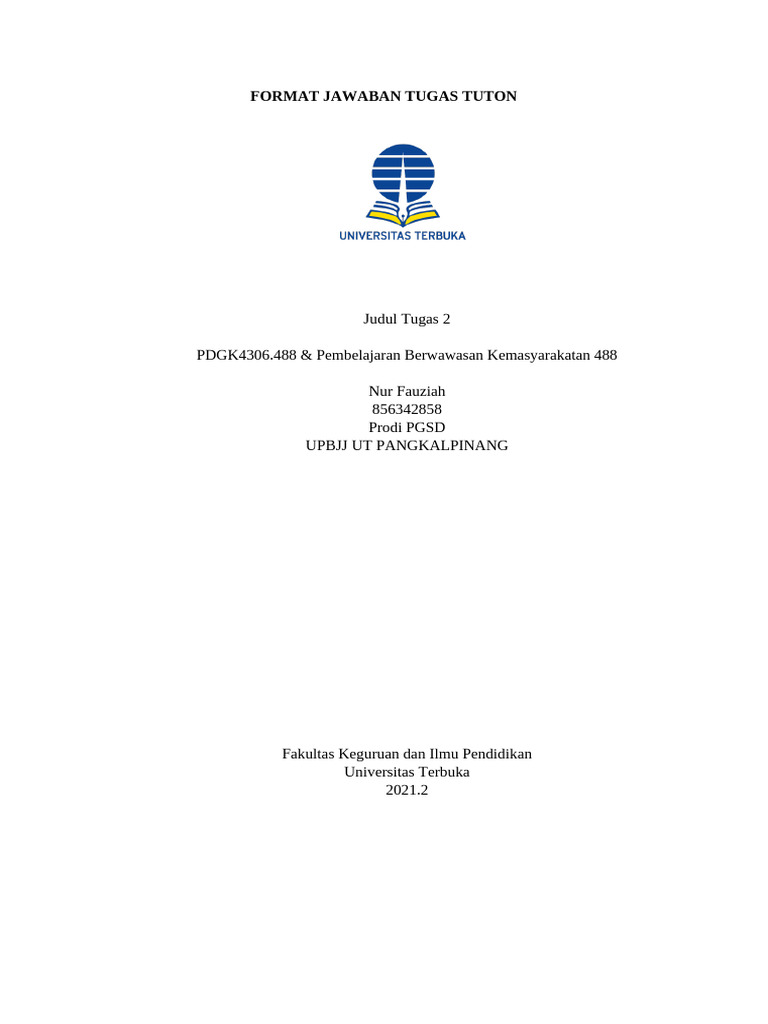Format Jawaban Tugas Tuton | PDF