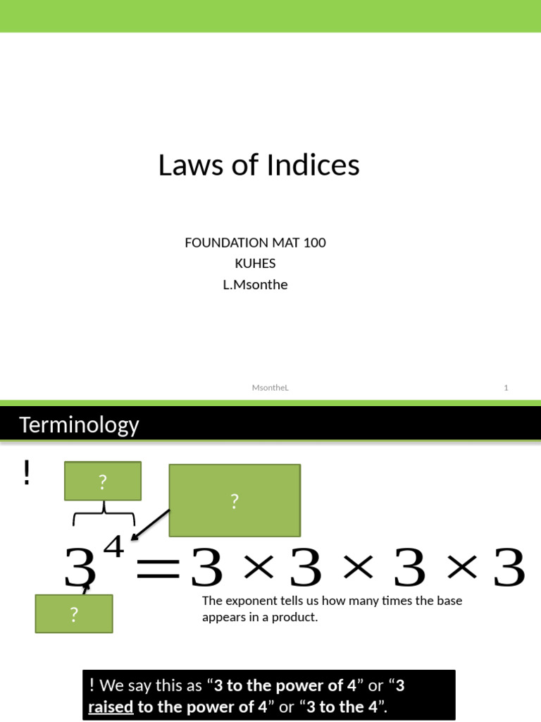 Mat Indices | PDF | Multiplication | Exponentiation