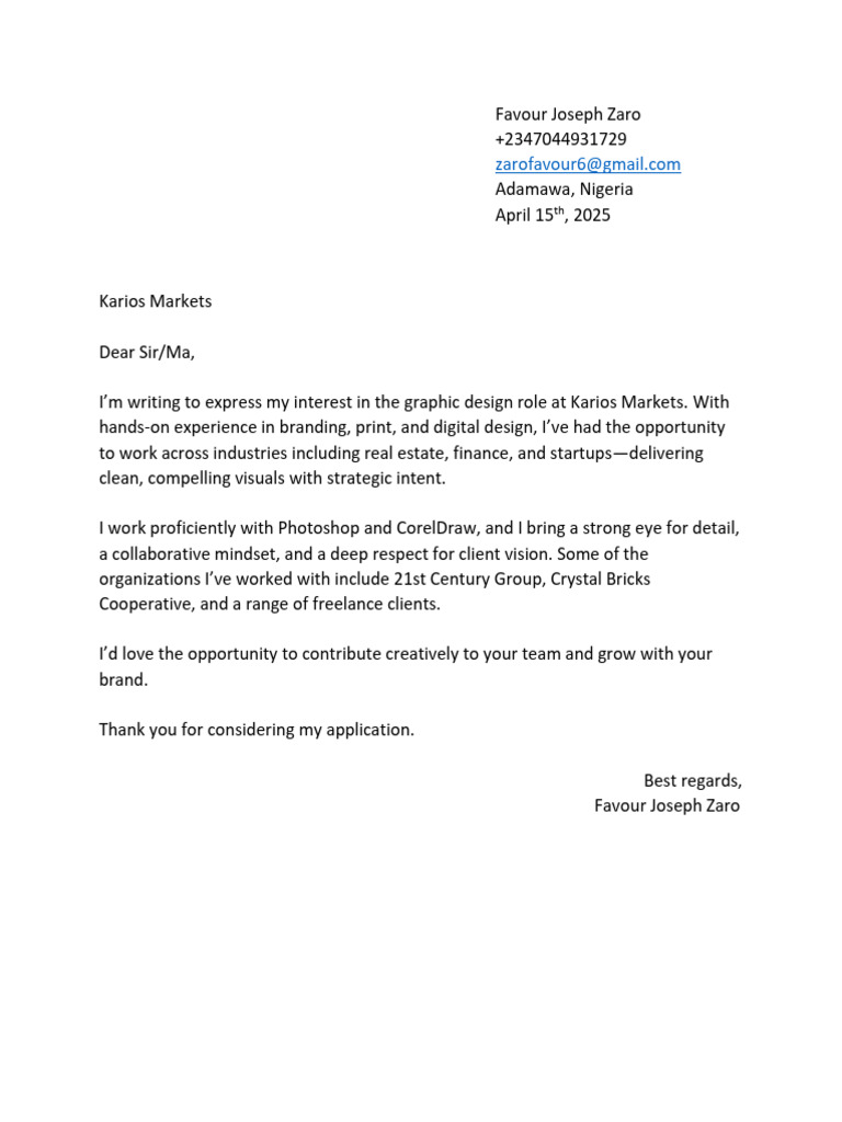 Application Letter | PDF