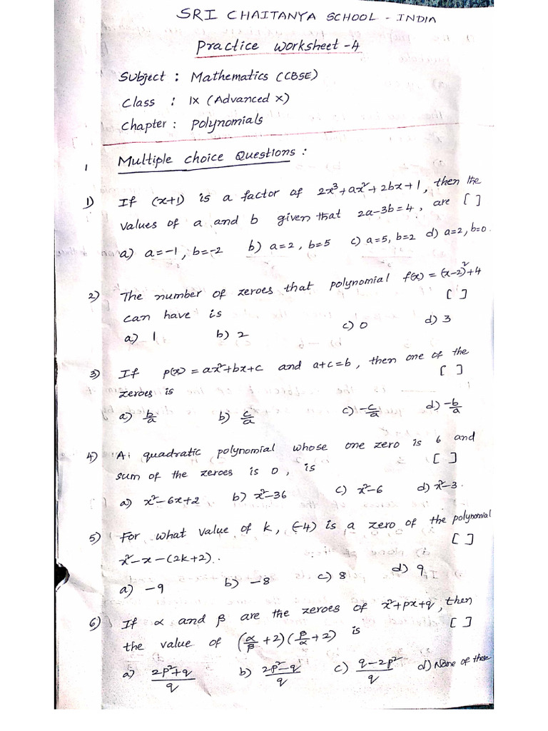 Practice Worksheet-4 | PDF