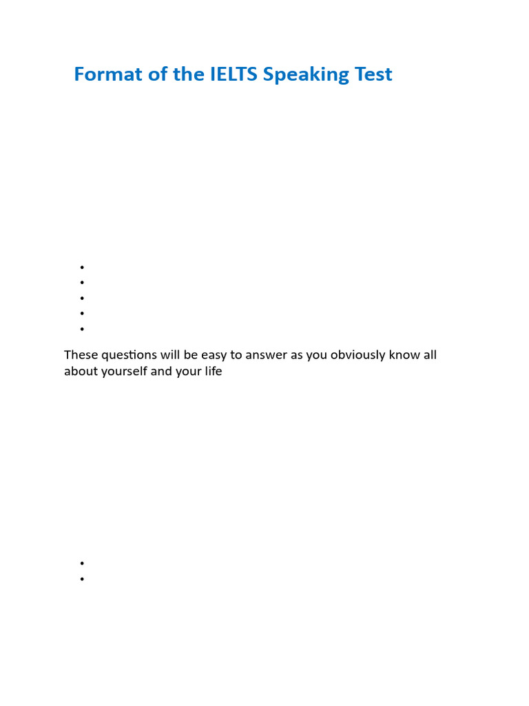 1. Format of the IELTS Speaking Test | PDF
