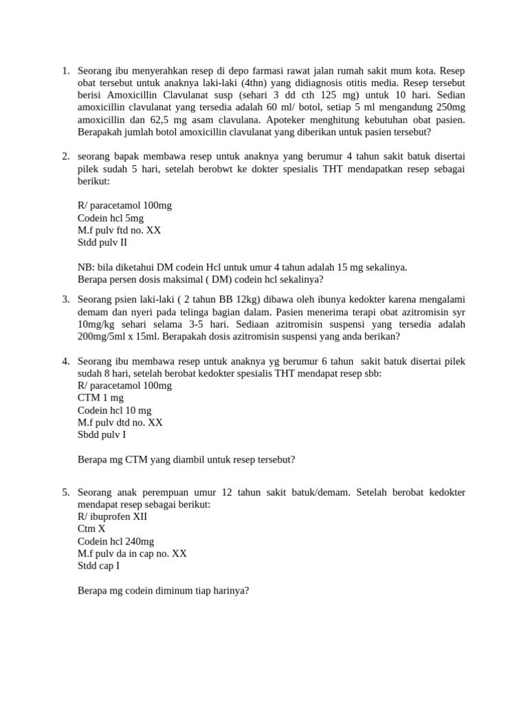 Contoh Soal Resep Obat Anak-anak | PDF