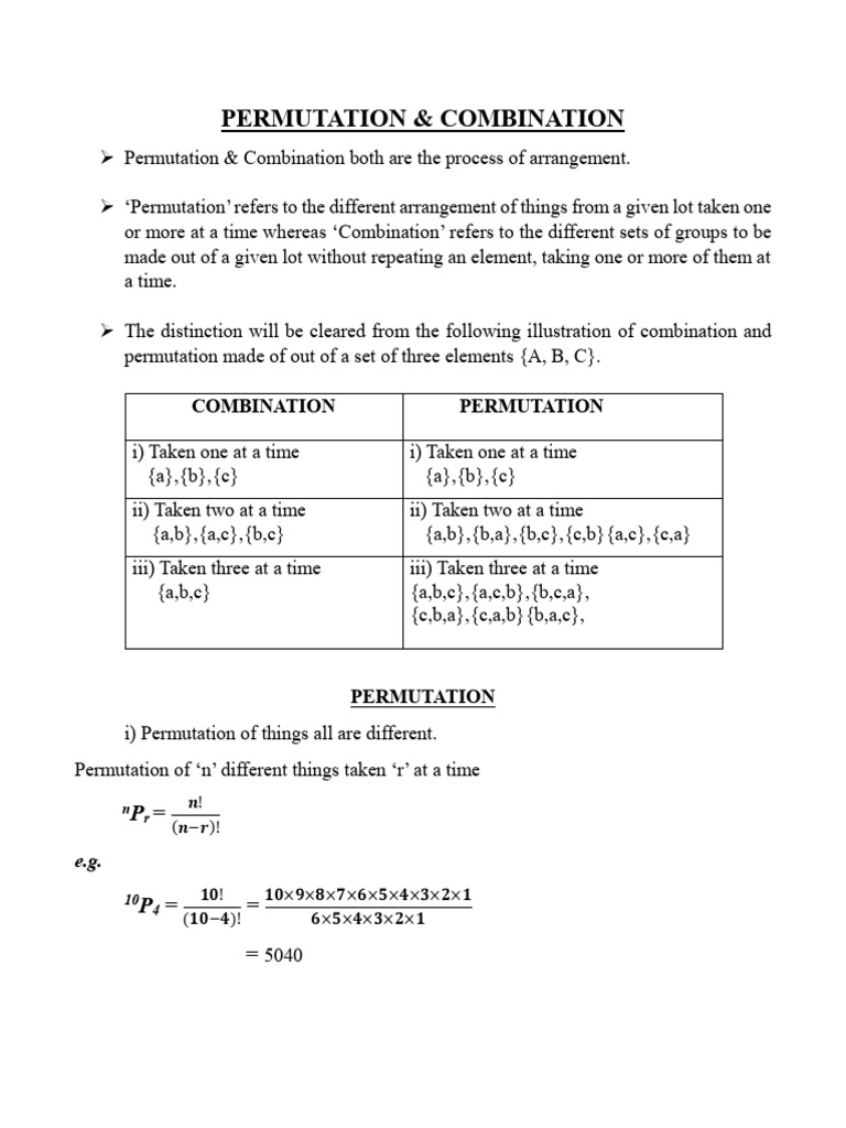 Sheet Permutation & Combination | PDF | Permutation | Linguistics