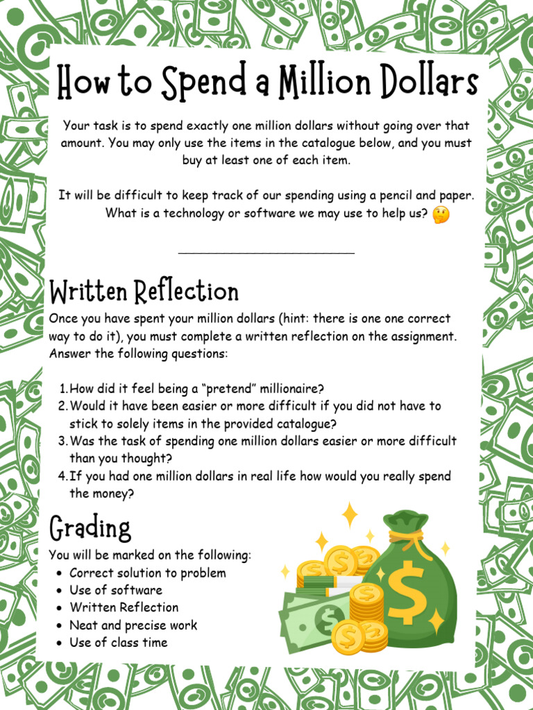 How To Spend A Million Dollars: Written Reflection | PDF