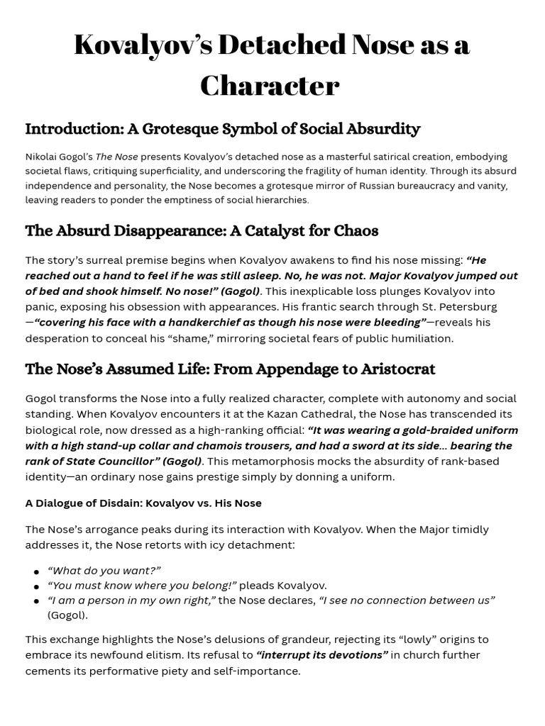 Kovalyov’s Detached Nose as a Character _20250430_230112_0000 | PDF ...