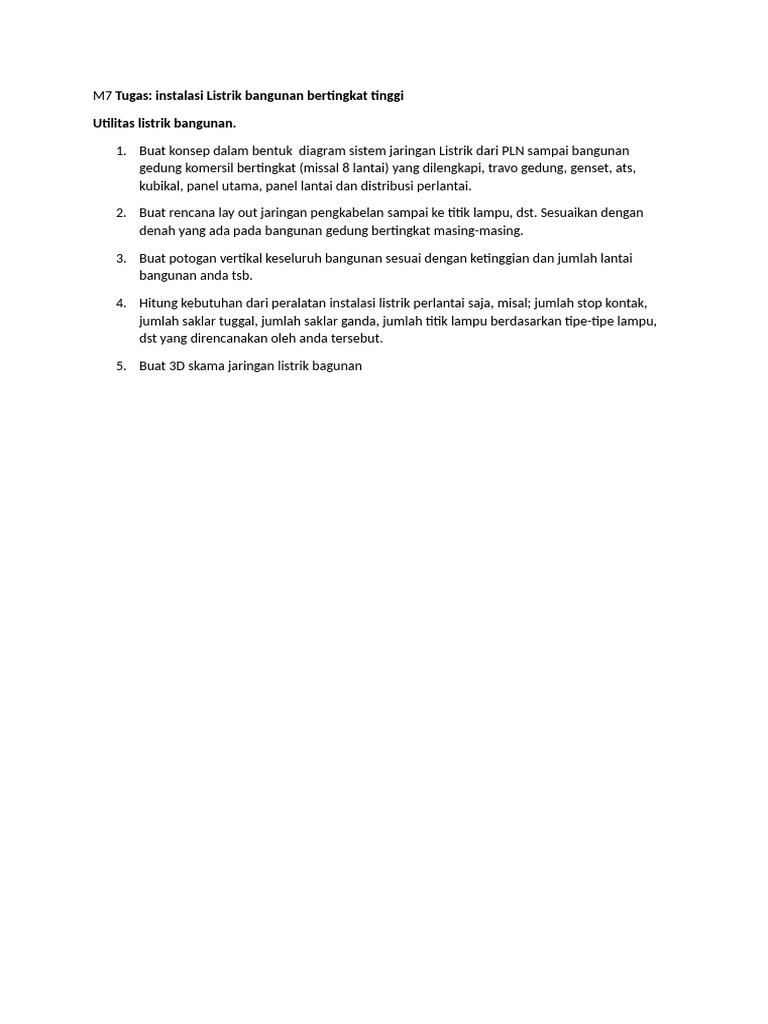 M7 Tugas Dan Kuis - Instalasi Listrik Bangunan Bertingkat Tinggi | PDF