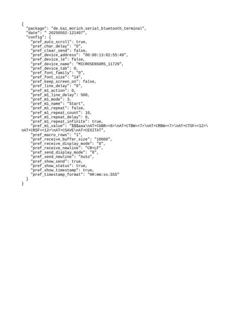 Serial Bluetooth Terminal CFG | PDF