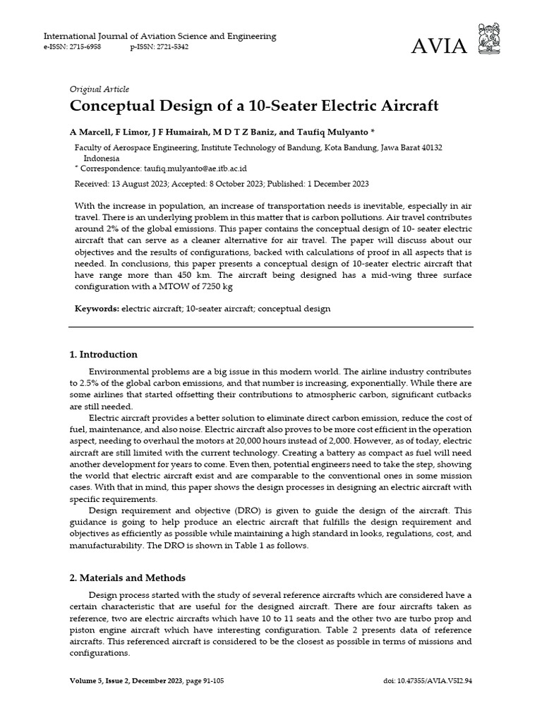 10-Seater Electric Aircraft Design | PDF | Landing Gear | Composite ...