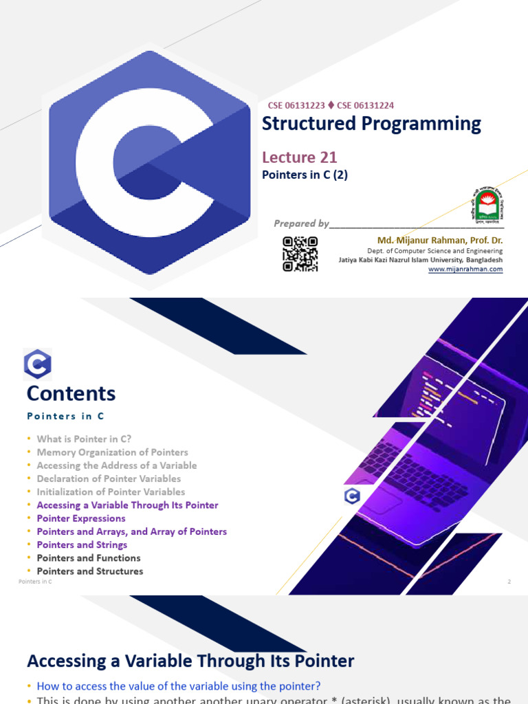 Lecture SP21 Pointers in C 2 | PDF | Pointer (Computer Programming ...