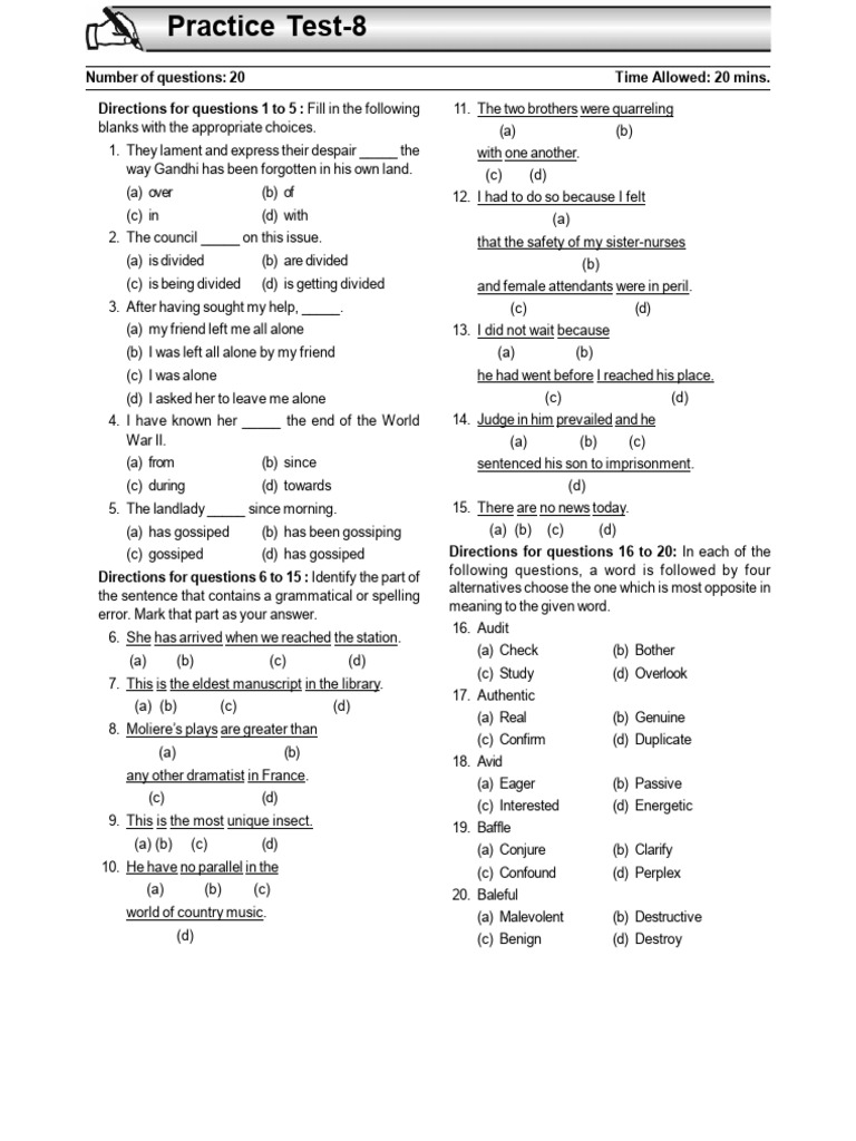 English Grammar Practice Test Answers | PDF | Verb | Grammatical Number