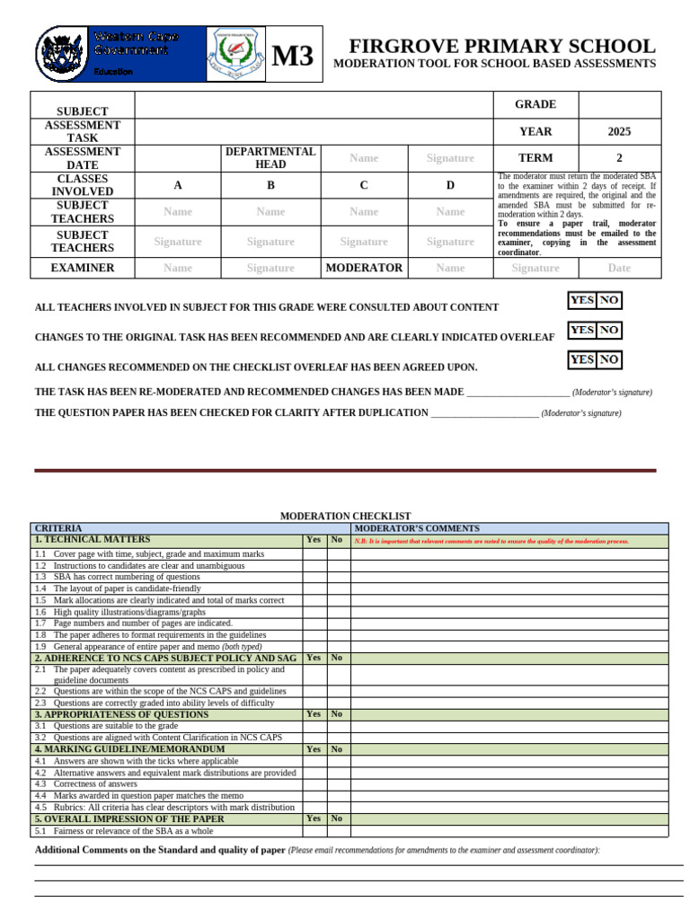 FPS M3 - Sba Moderation Report | PDF | Memorandum