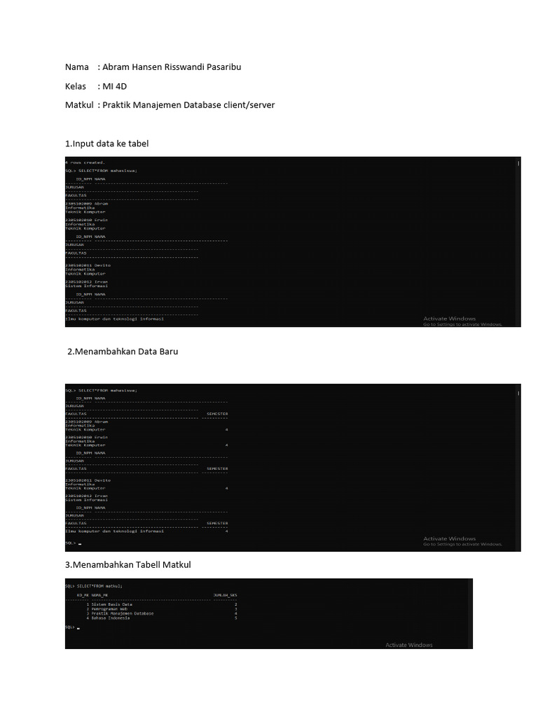 Tugas Praktek Manajemen Data Base | PDF