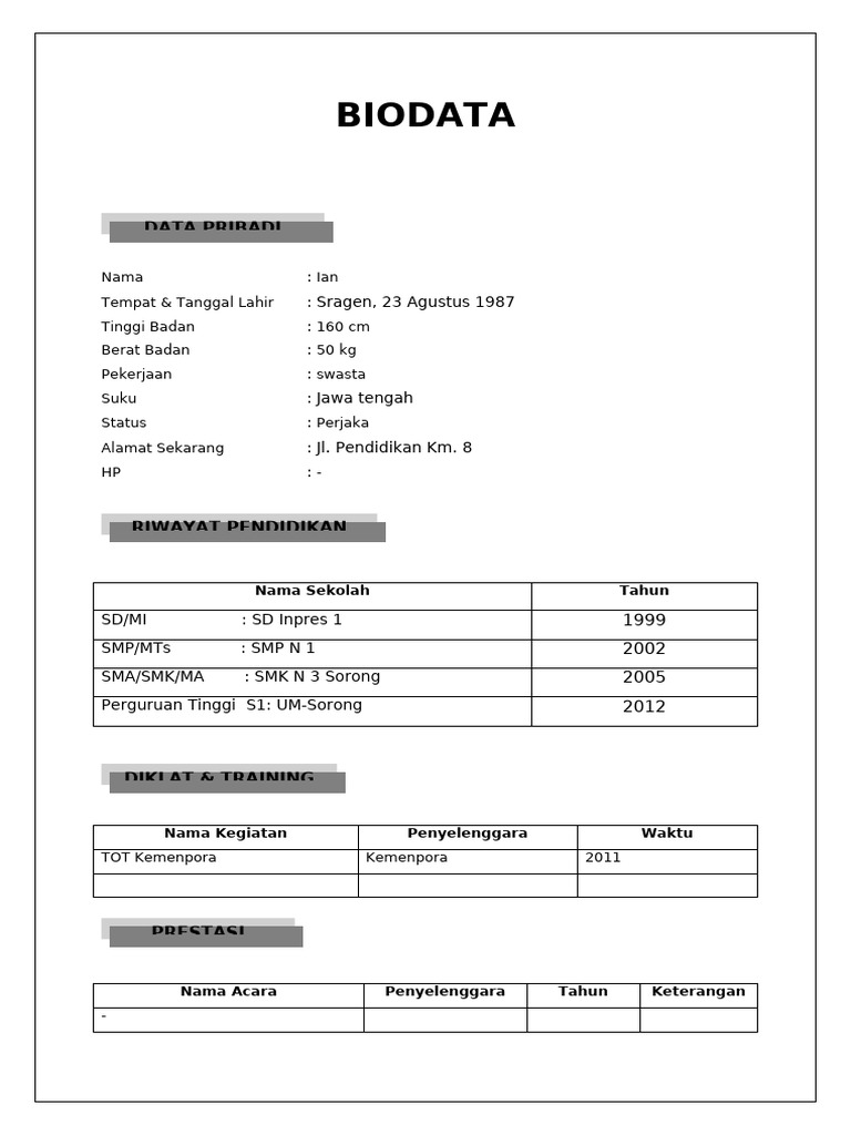 format-biodata-1 | PDF