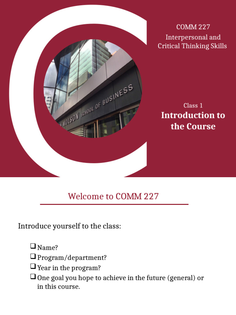 COMM 227 Slides - Class 1 - W2025 - Student Version | PDF | Argument ...