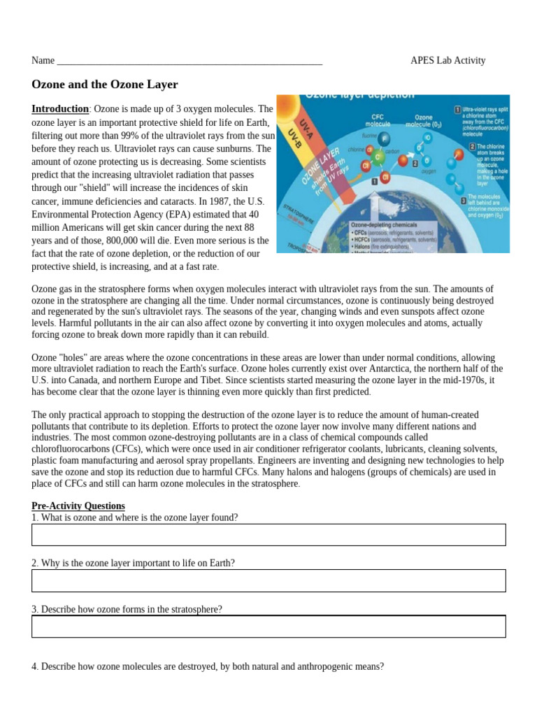 Ozone Modeling Lab - Activity | PDF | Chlorofluorocarbon | Ozone Depletion