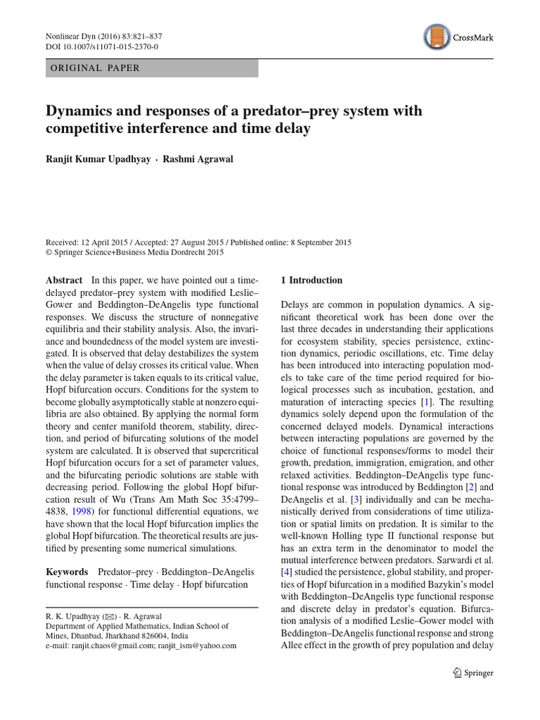 Dynamics and Responses of A Predator-Prey System With Competitive ...