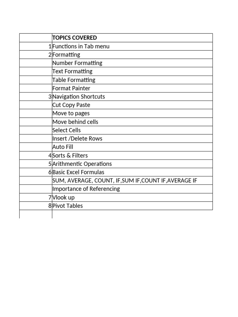 Basics of Excel Training | PDF | Computing | Data Management