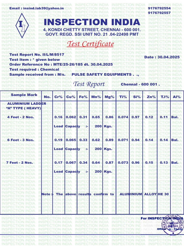 Aluminium Ladder Test Report HE 30 | PDF | Building Materials ...
