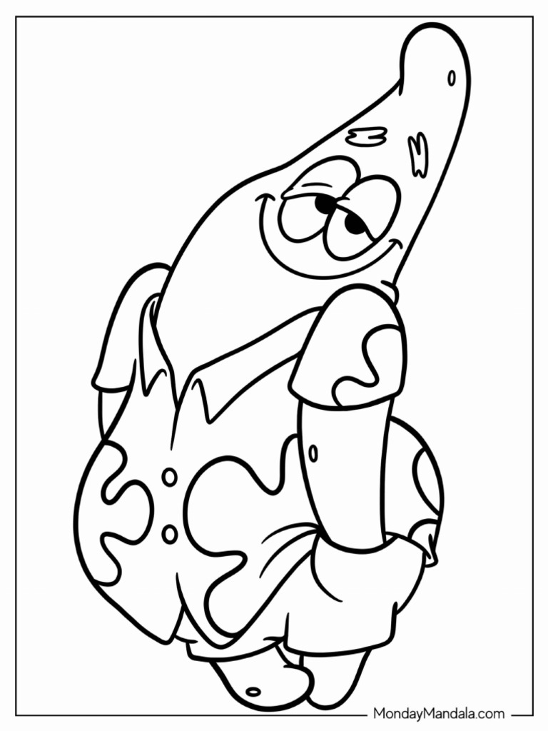 Cute-Patrick-Star-In-Hawaiian-Shirt-Coloring-Page-For-Kids | PDF
