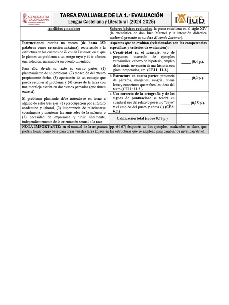 Tarea Evaluable (1. Eva.) | PDF | Escritura