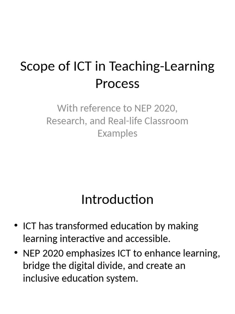 Scope of ICT in Teaching Learning | PDF | Educational Technology ...