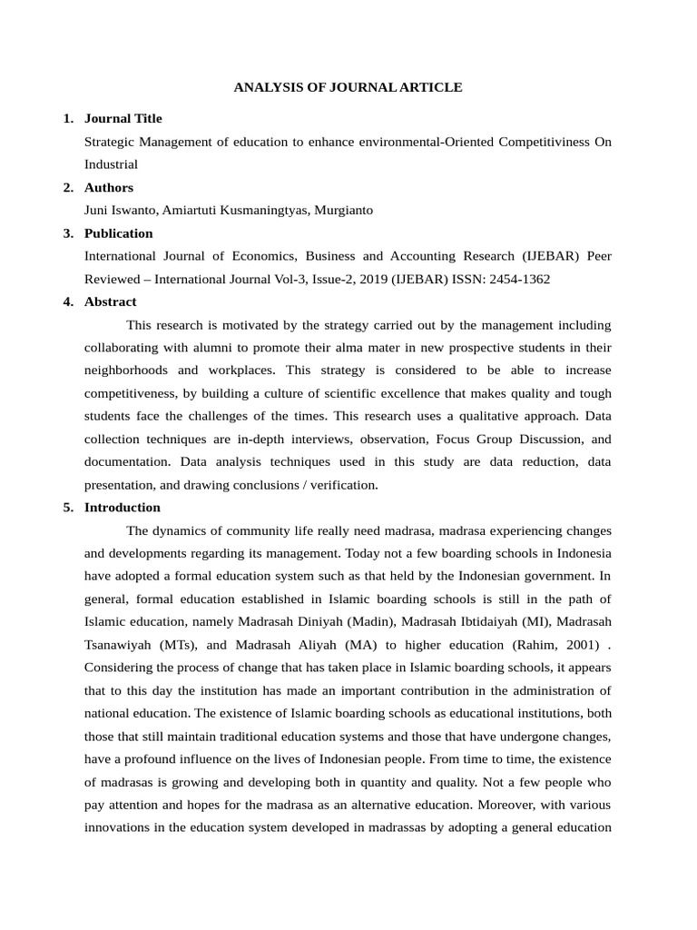 Analysis of Journal Article | PDF | Swot Analysis | Qualitative Research