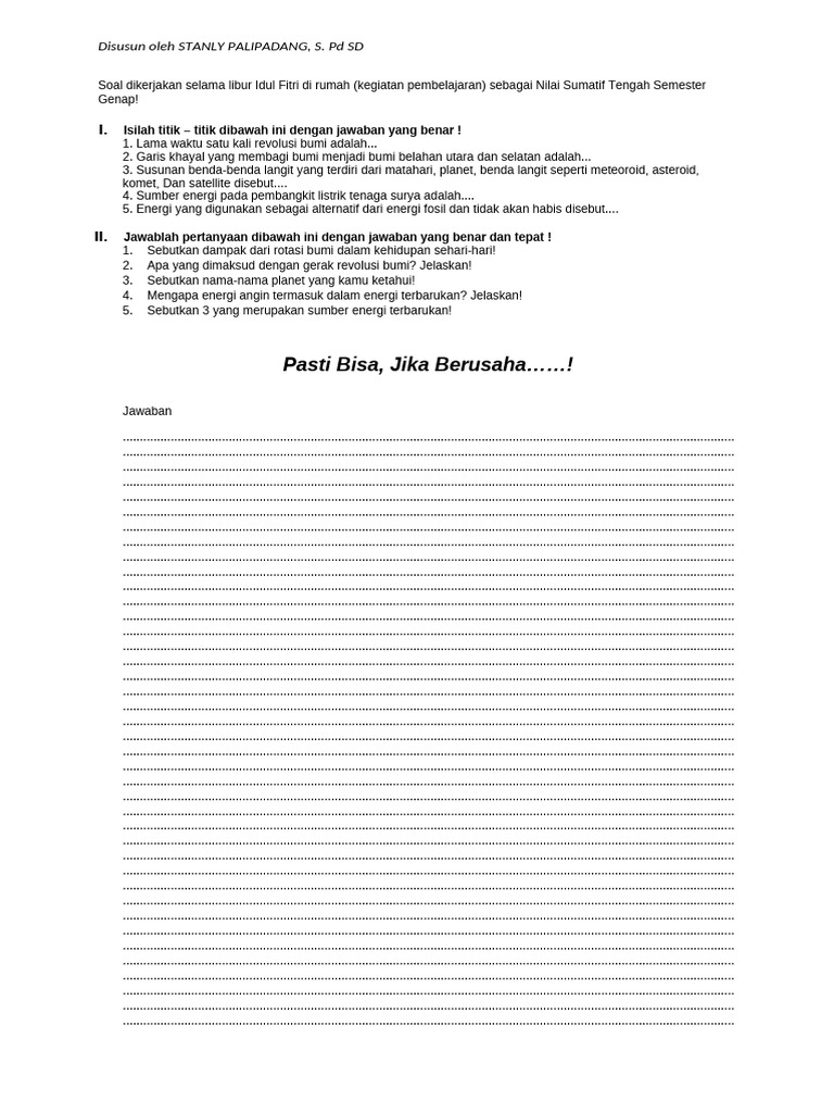 IPAS STS 2 Kelas VI ESAI | PDF