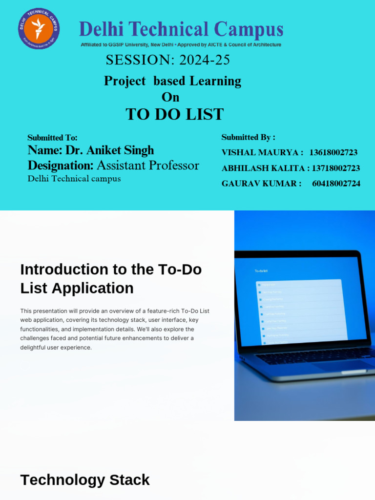 Introduction To The To Do List Application | PDF | Mobile App | Computing