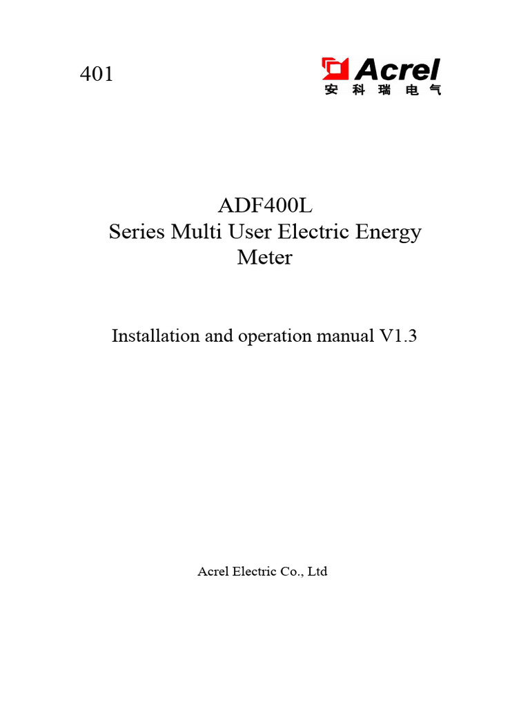 Adf400l 1&3 Phase Ac Multi - Circuit Power Meter | PDF | Power Supply | Ac Power