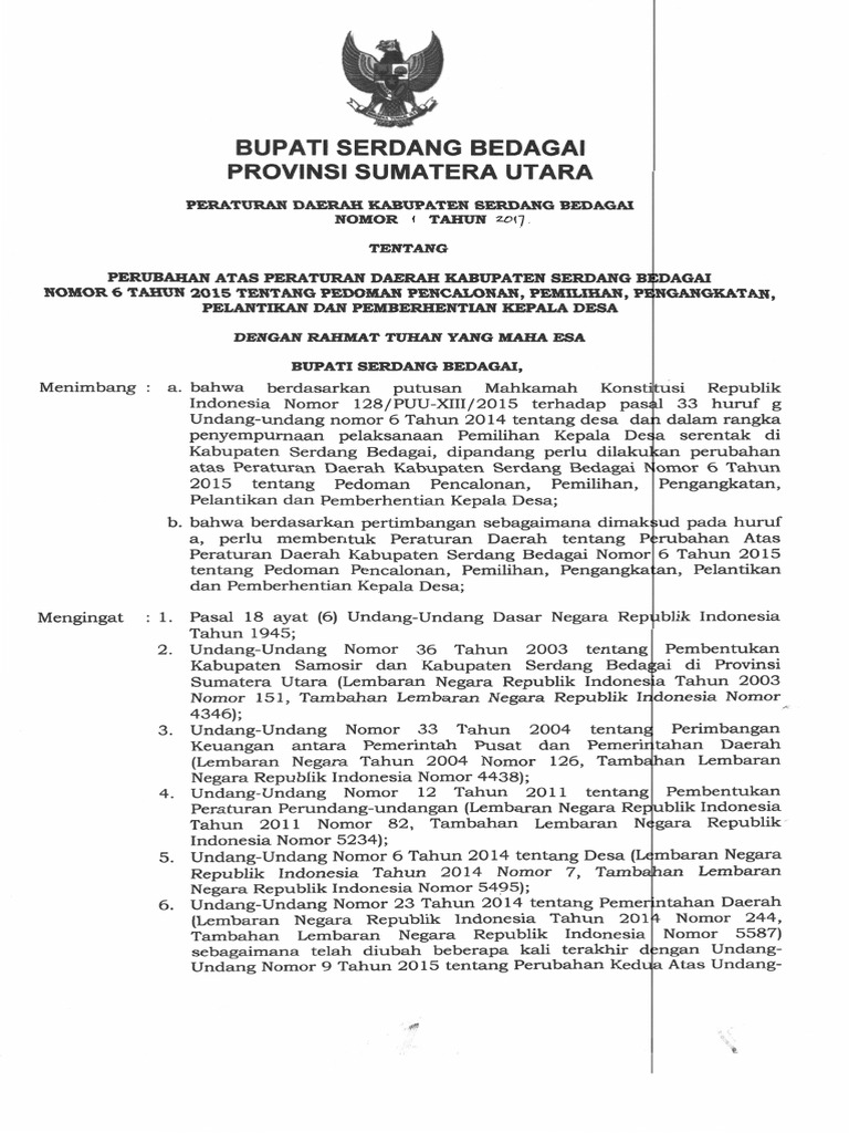 PERDA NO 1 TAHUN 2017 - Ok | PDF