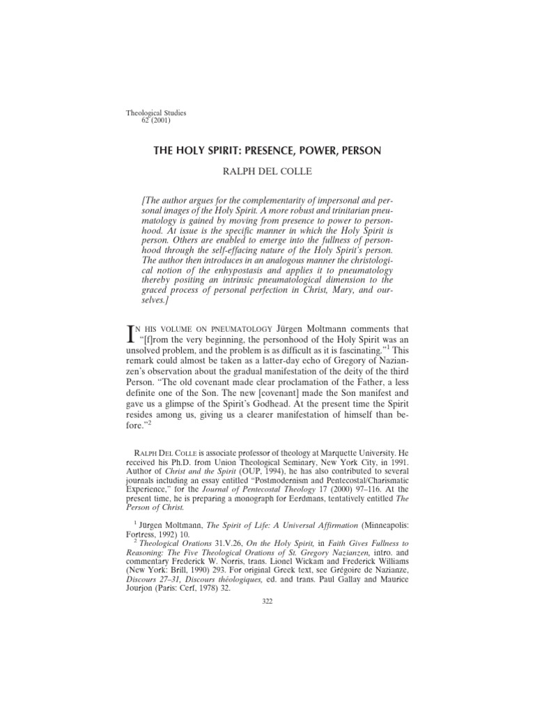 3) Holy Spirit Presence, Power, Person | PDF | Trinity | Gospel Of John
