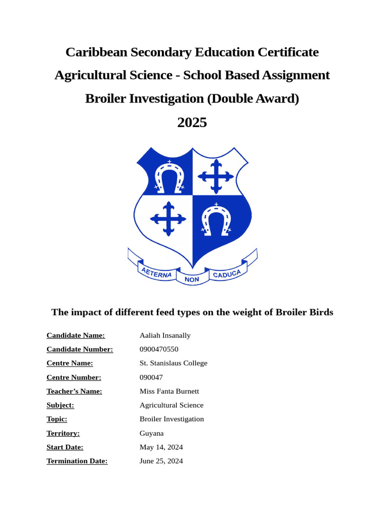 Agricultural Science Broiler SBA | PDF | Broiler | Poultry Farming