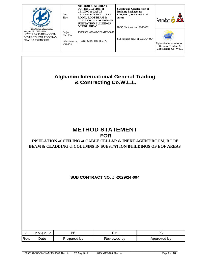 Insulation Method for Substation Ceilings | PDF | Specification (Technical Standard) | Subcontractor