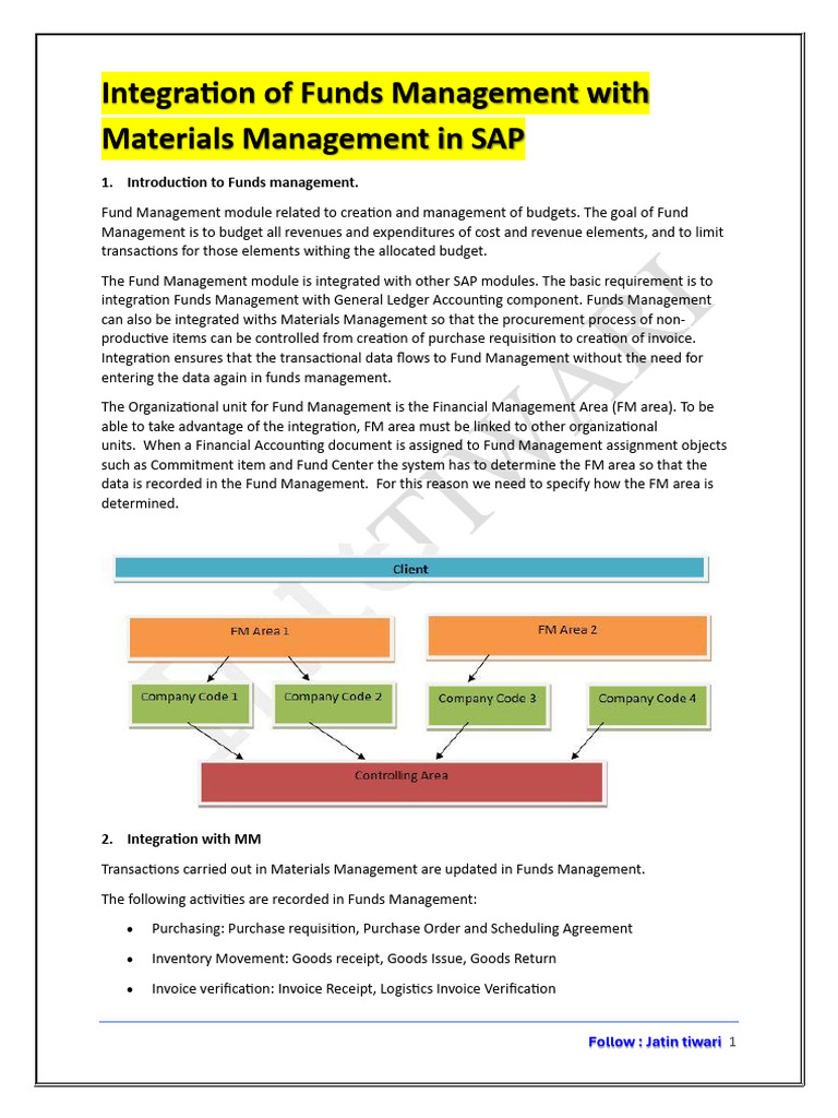 Integration of Funds Management in SAP | PDF | Receipt | Invoice