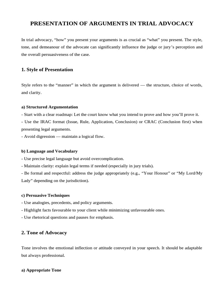 Effective Argument Presentation in Court | PDF | Argument | Judge