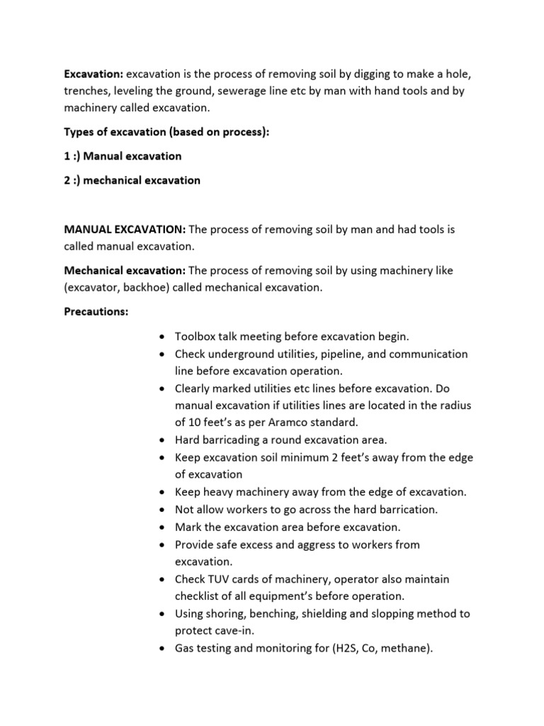 Excavation Safety and Methods Guide | PDF | Trench