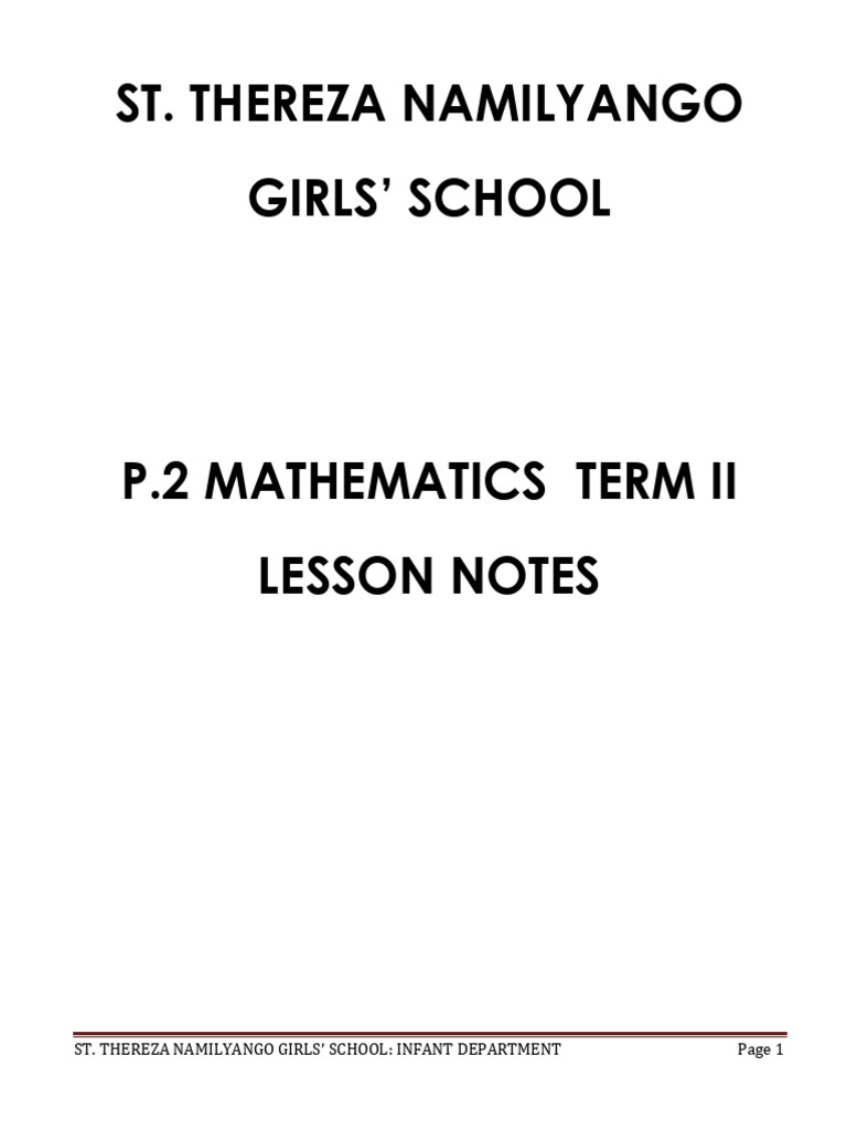 P.2 MATHS Notes For Term 2 | PDF | Mathematics | Algebra