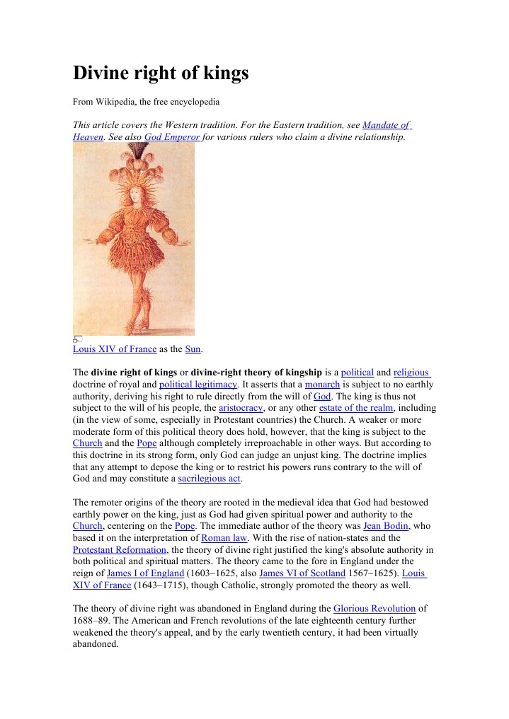 Divine Right of Kings | Monarchy | Politics