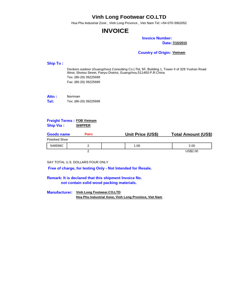 DHL Invoice Format - Japan | PDF | Supply Chain Management | Consumer Goods