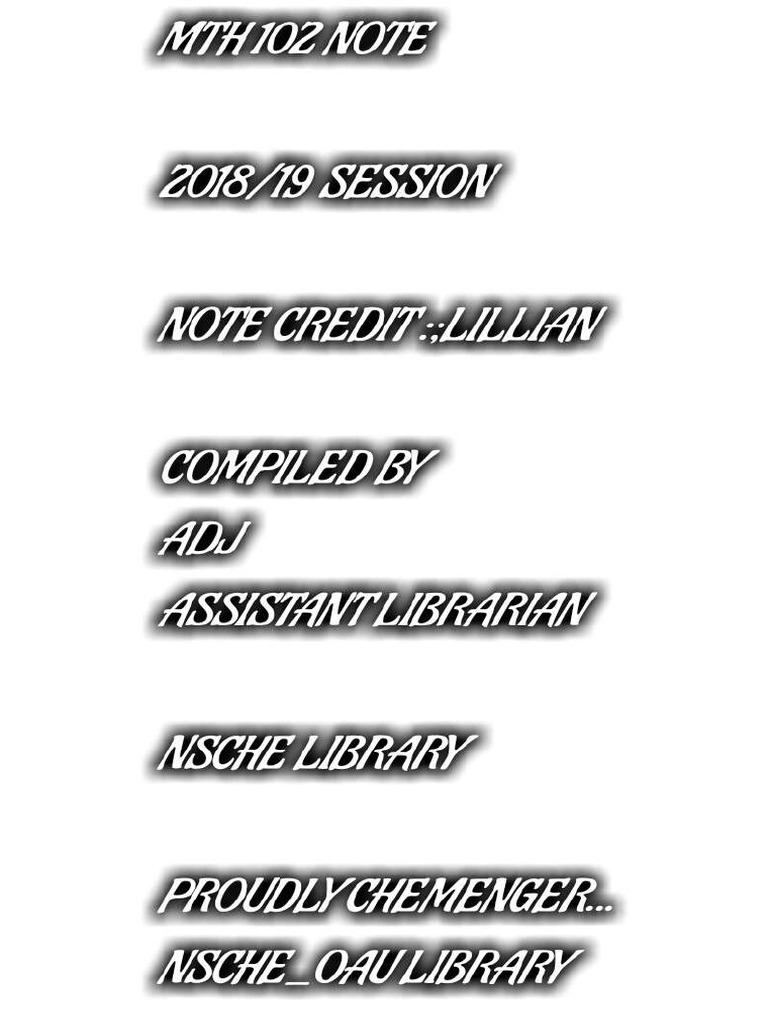 MTH 102 Note 2018 - 19 Session | PDF