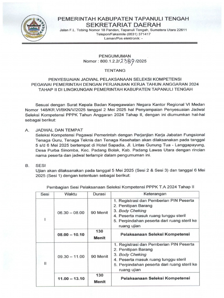 Penyesuaian Jadwal Pelaksanaan Seleksi PPPK Tahap Ii | PDF