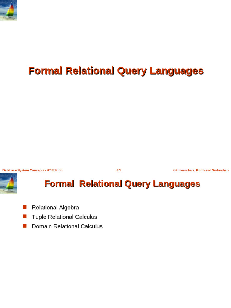 L07-Formal Relational Query Languages | PDF | Relational Model | Data ...