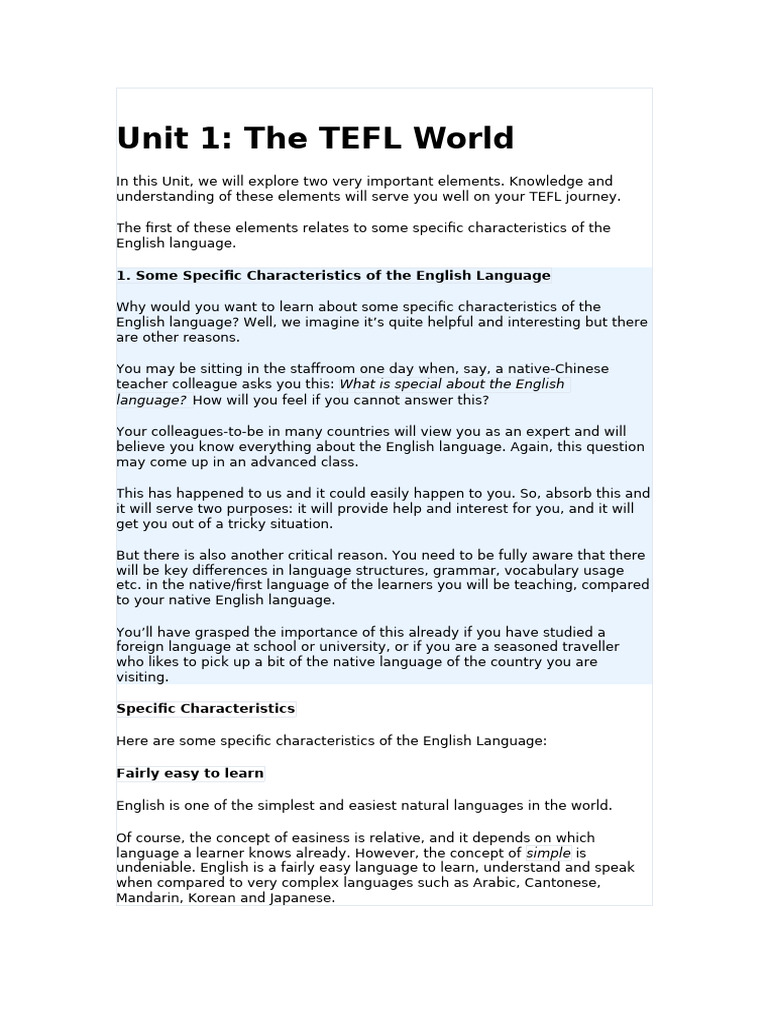 Module 1 Introduction To TEFL | PDF | English Language | Second Language